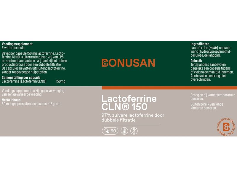 Bonusan Lactoferrine 150 mg | Ruim 97% lactoferrine