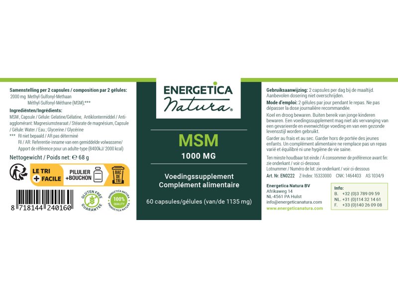 MSM capsules | 1000 mg | Energetica Natura