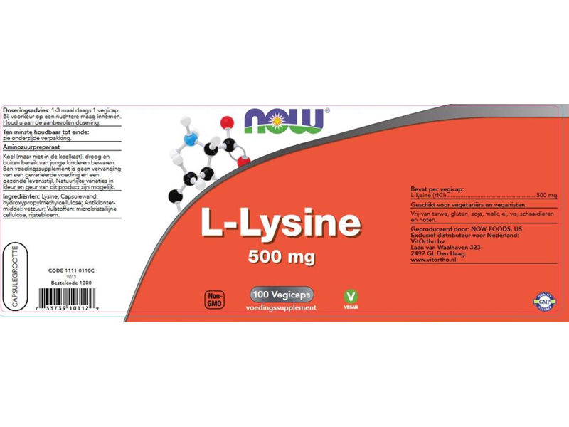 NOW L-Lysine 500 mg | Aminozuren