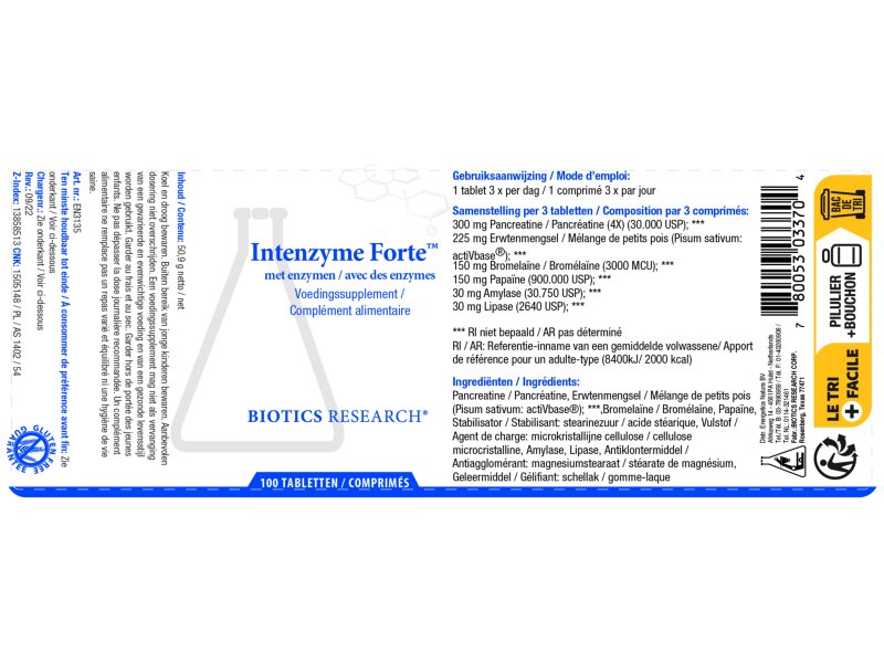Biotics Intenzyme Forte | 100 tabletten